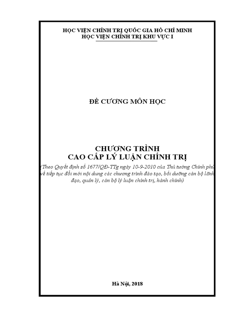 Chương Trình Cao Cấp Lý Luận Chính Trị | PDF