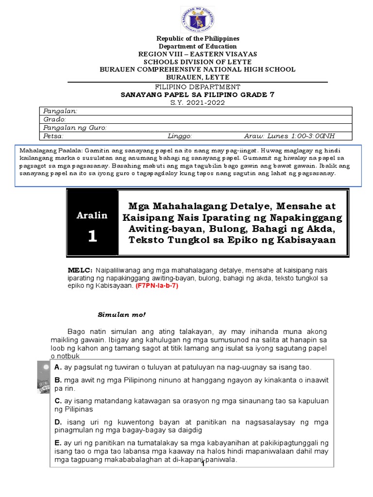 Fil. 7 Module 1 - q2 | PDF