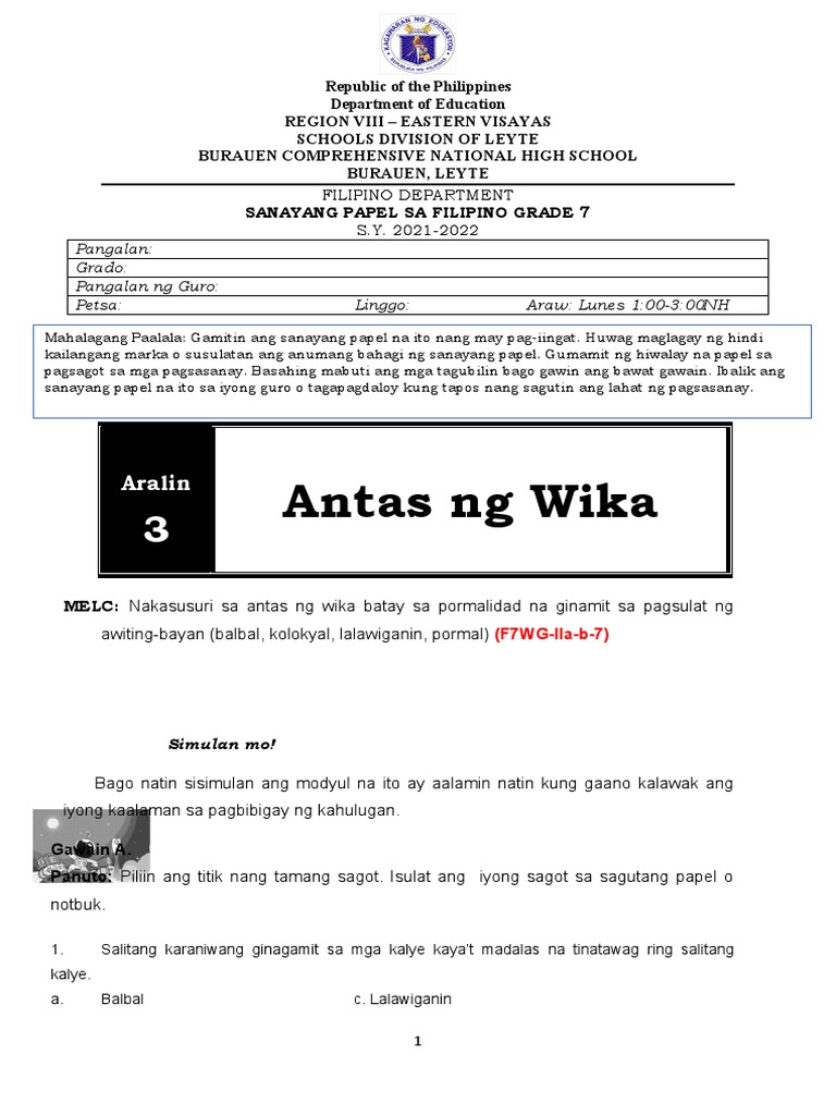 Fil. 7 Module 3 - q2 | PDF