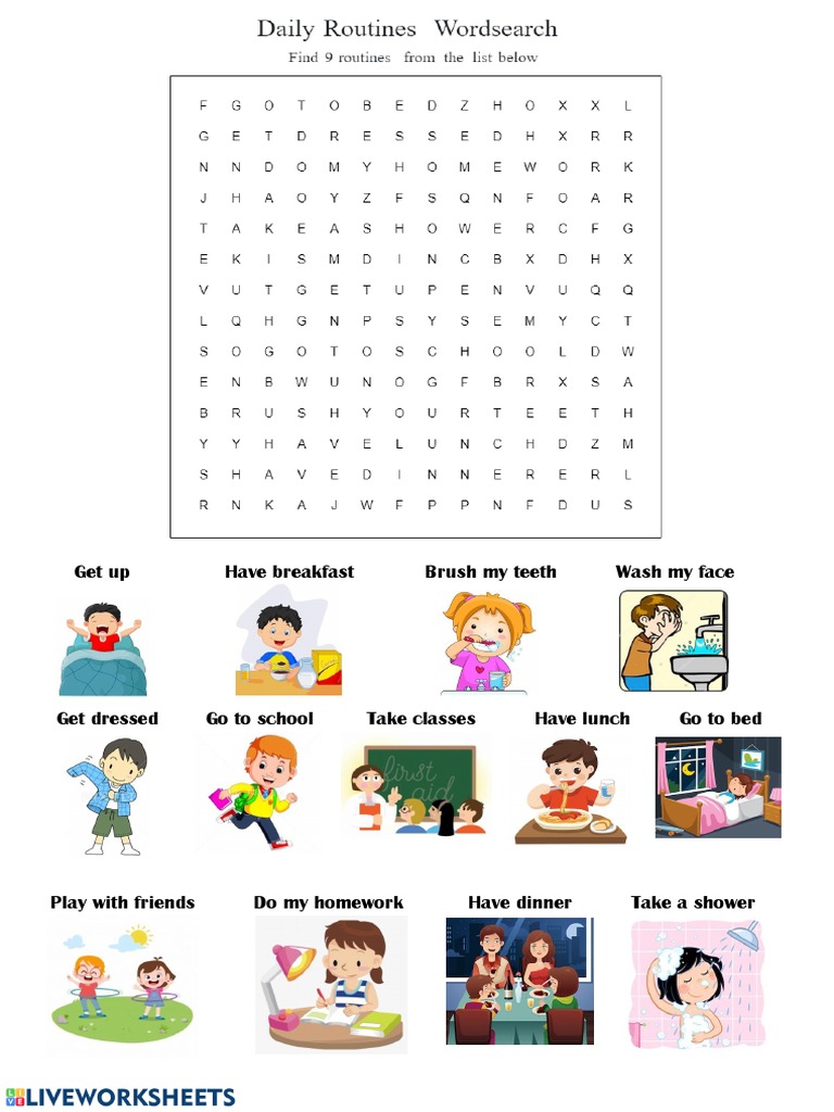 Daily Activities Wordsearch | PDF