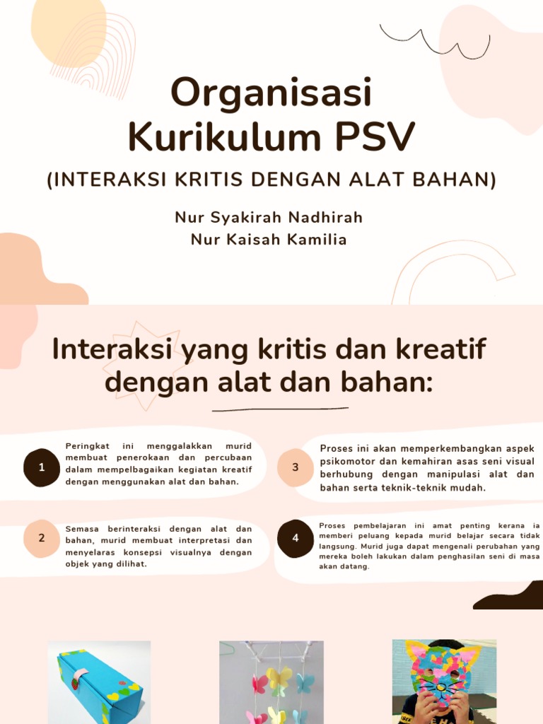 Organisasi Kurikulum PSV (Interaksi Kritis Dengan Alat Bahan) | PDF
