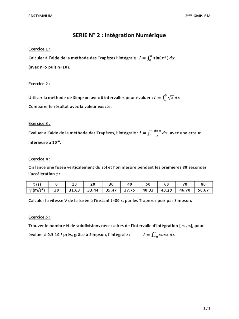 TD2 Integration Numerique | PDF
