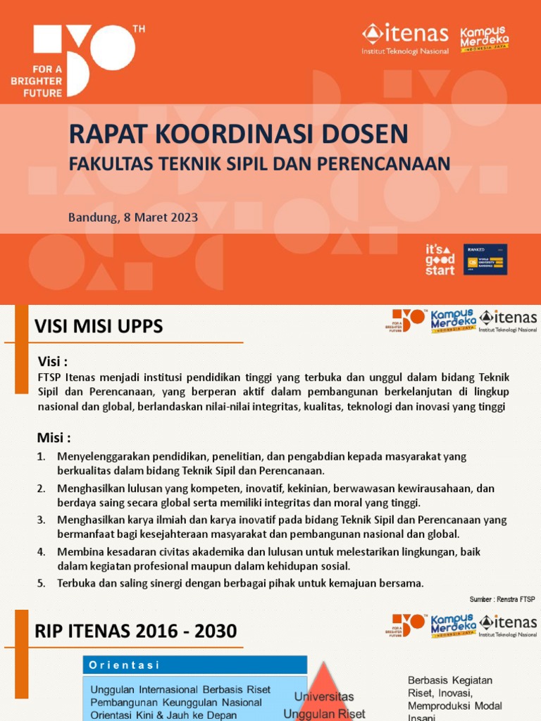 Visi Misi dan Pengembangan FTSP Itenas | PDF
