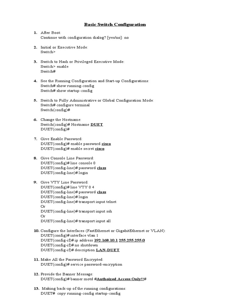 Basic Switch Configuration Pdf