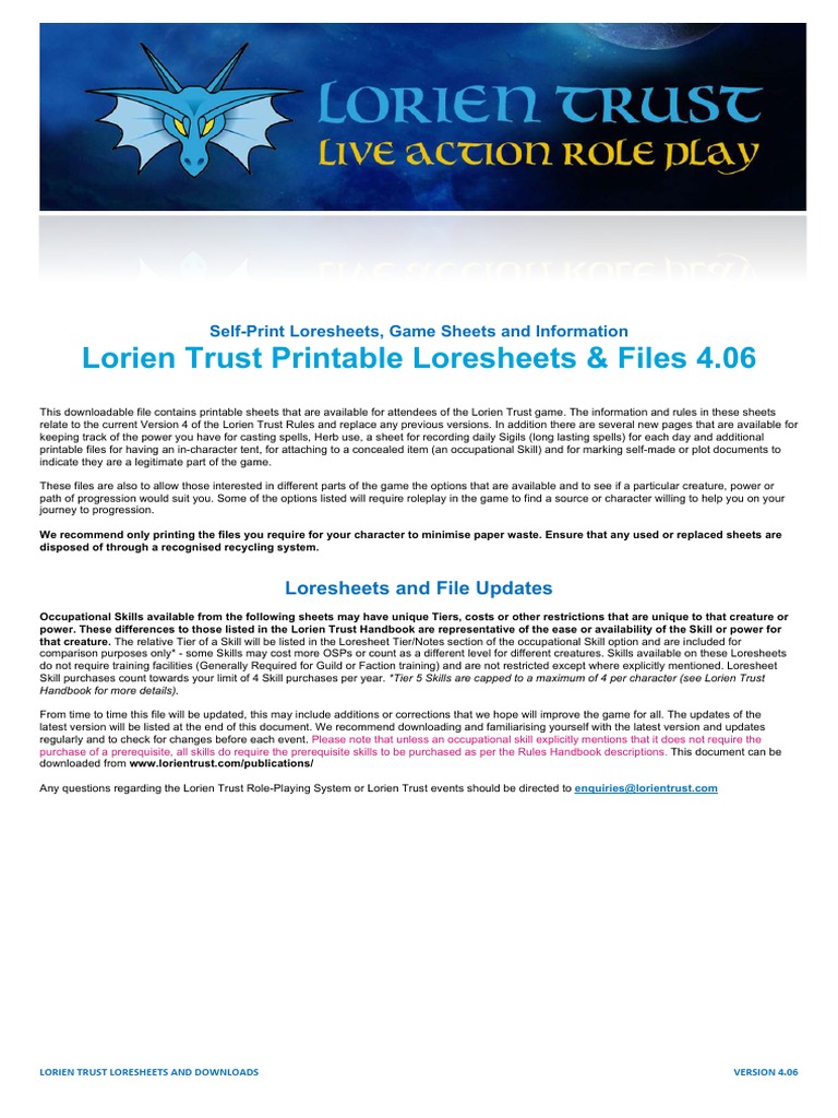 Lorien Trust Printable Loresheets and Files 1 1 | PDF | Werewolves