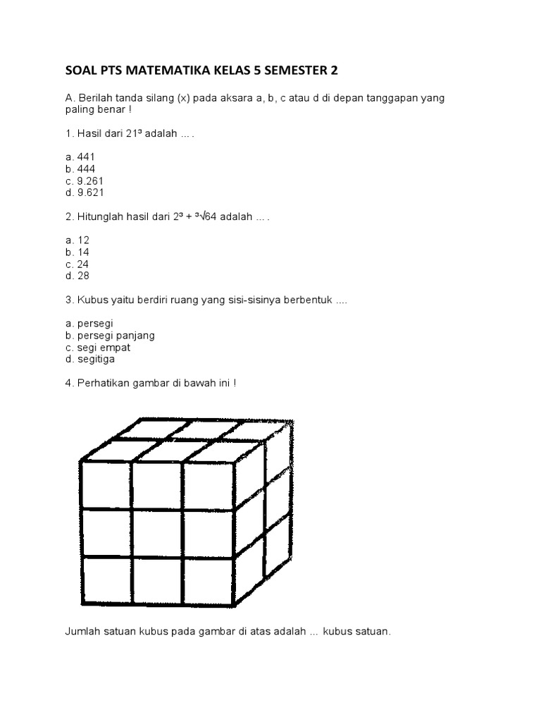 Soal PTS Matematika Kelas 5 Semester 2 | PDF | Griya & Taman | Seni
