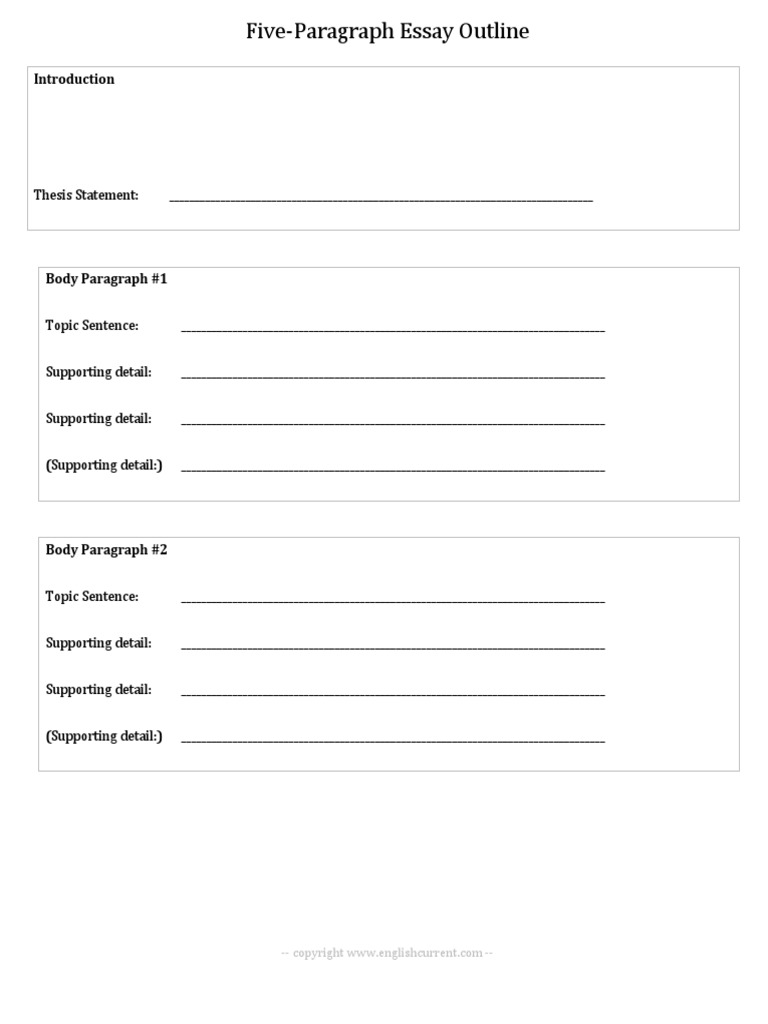 Five Paragraph Essay Outline Template | PDF