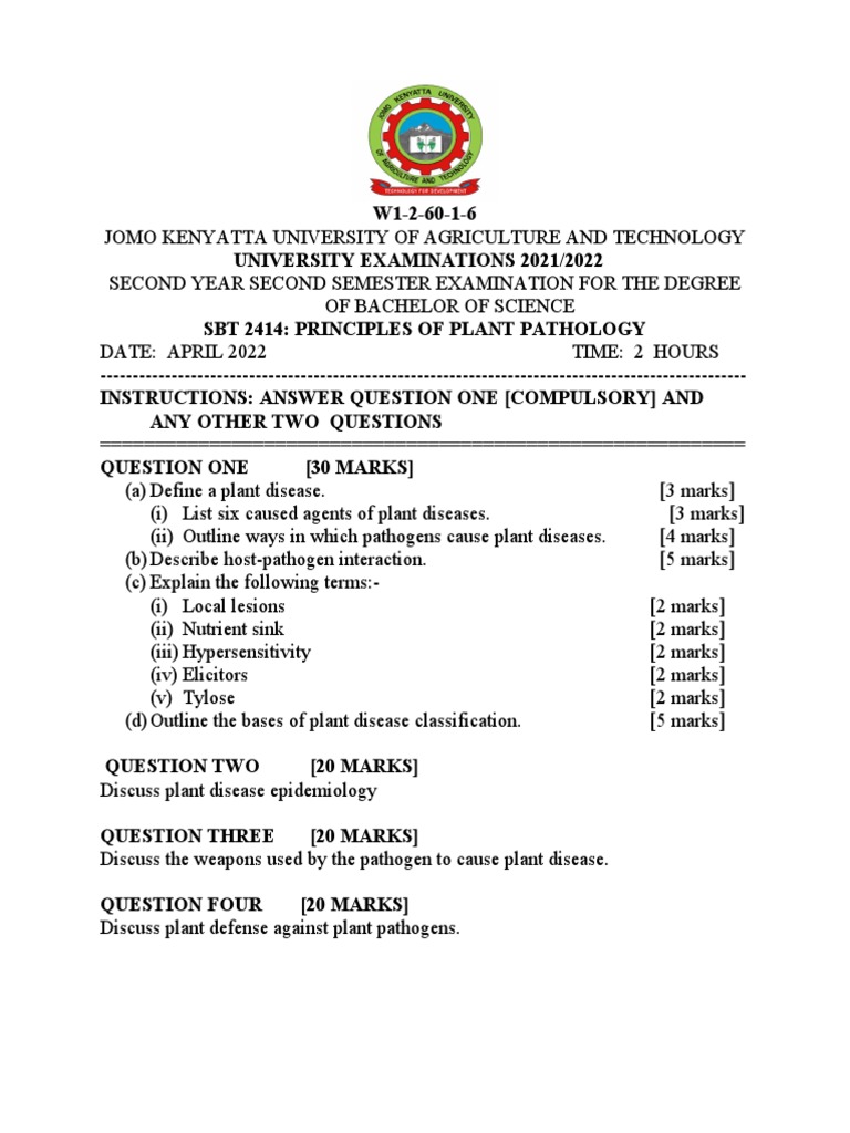 SBT 2414 Principles of Plant Pathology | PDF