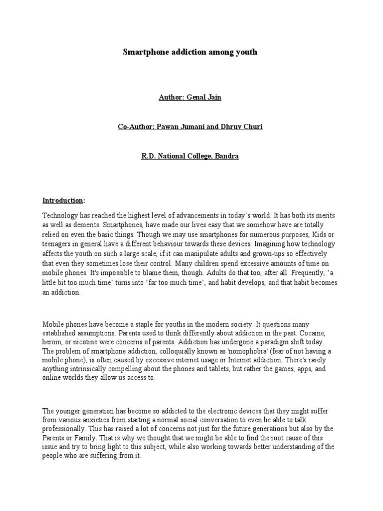 Smartphone Addiction Among Youth | PDF | Substance Abuse | Methodology