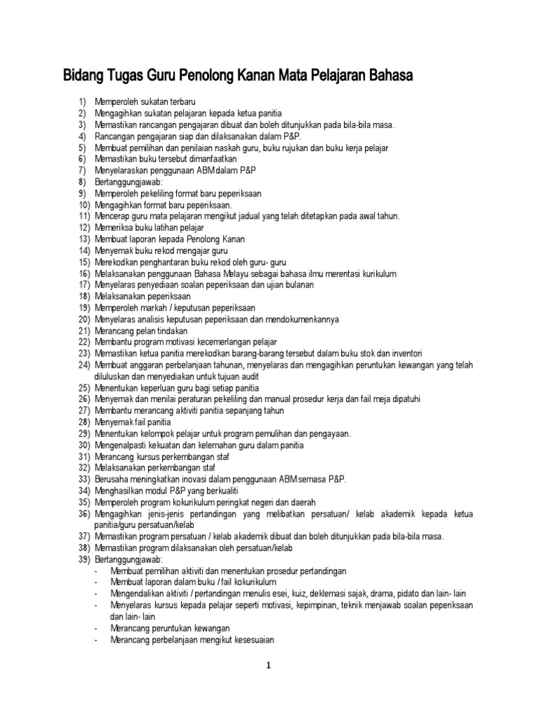 Bidang Tugas GPK Koko & GKMP | PDF