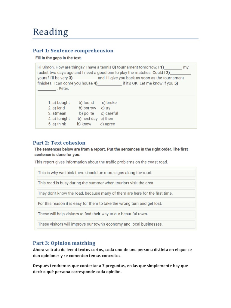 Reading Aptis 1 | PDF