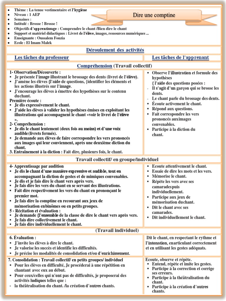 Fiche Brosse Comptine | PDF | Cognition | Sciences cognitives