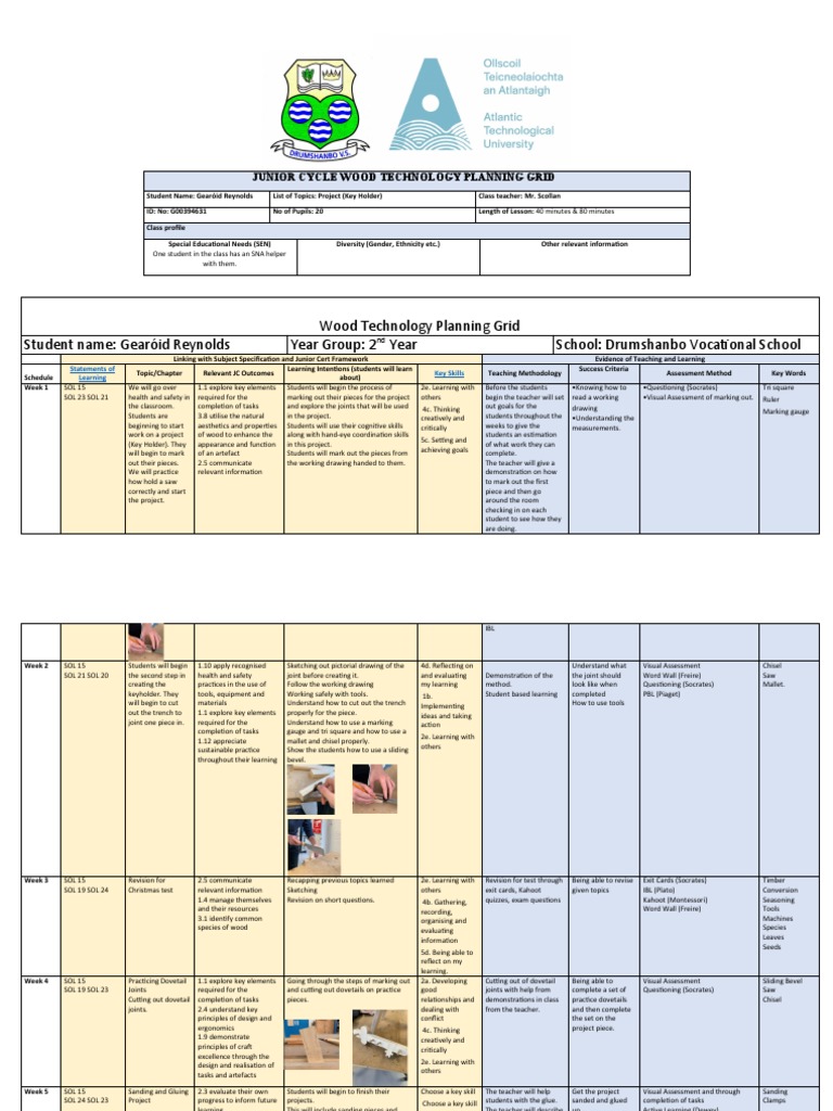 Junior Cert Wood Technology Project Plan | PDF | Learning | Design