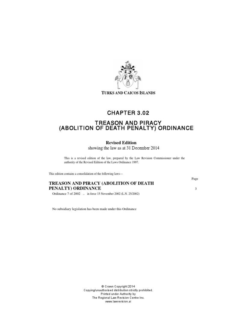 03.02 Treason and Piracy (Abolition of Death Penalty) Ord | PDF ...