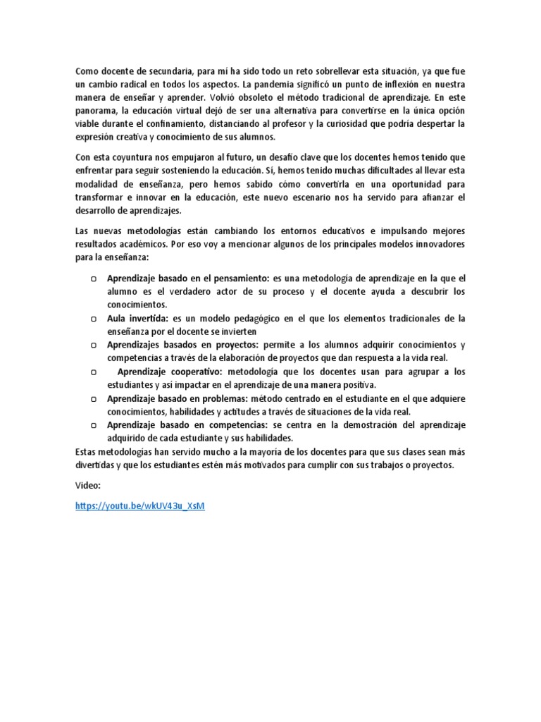 Metodos Innovadores De Enseñanza Pdf