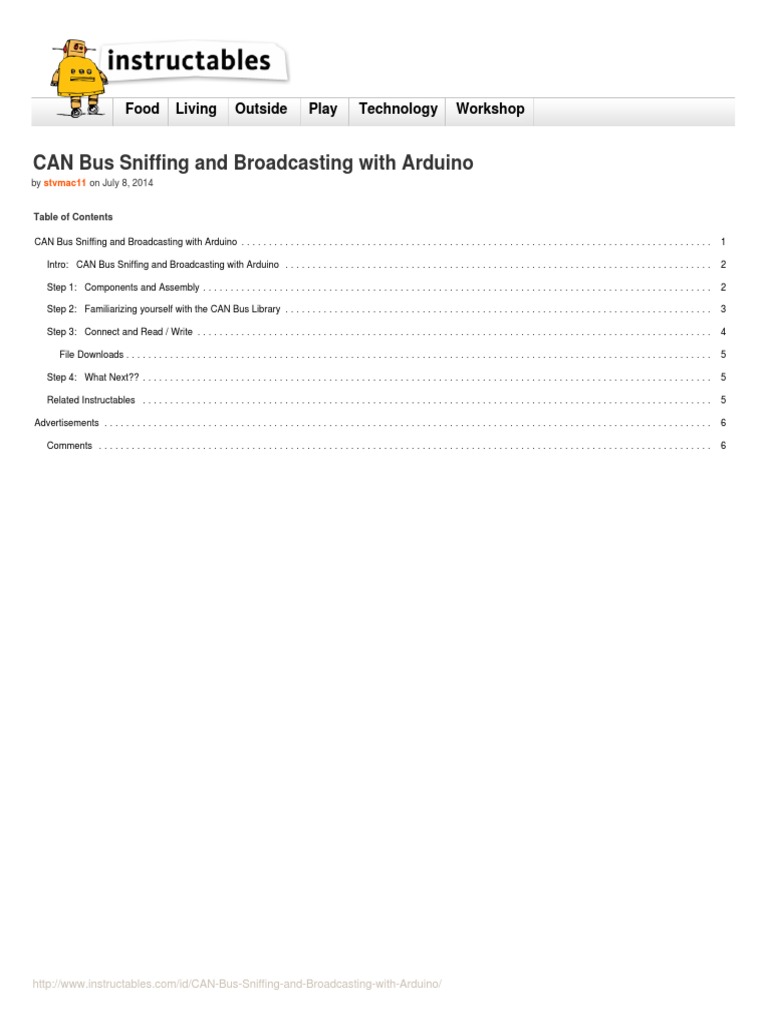 CAN Bus Sniffing and Broadcasting With Arduino | PDF | Telecommunications | Information And ...