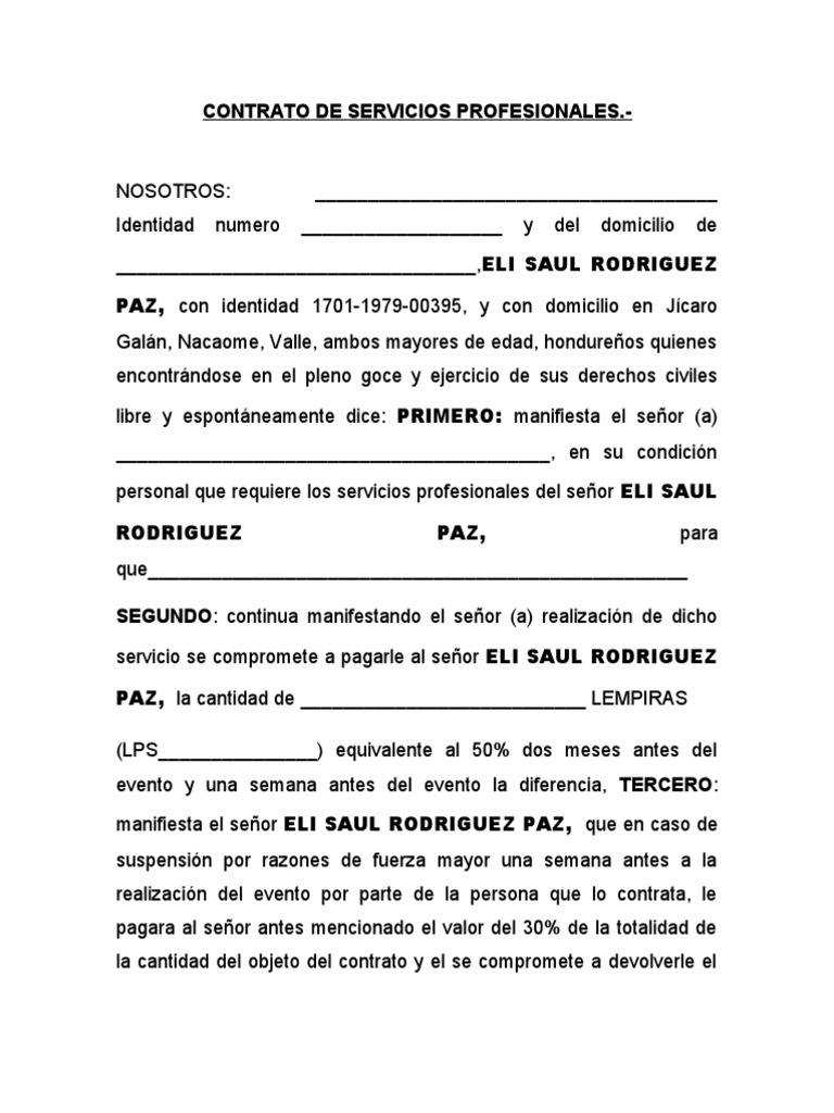 Contrato de Servicios Profesionales | PDF