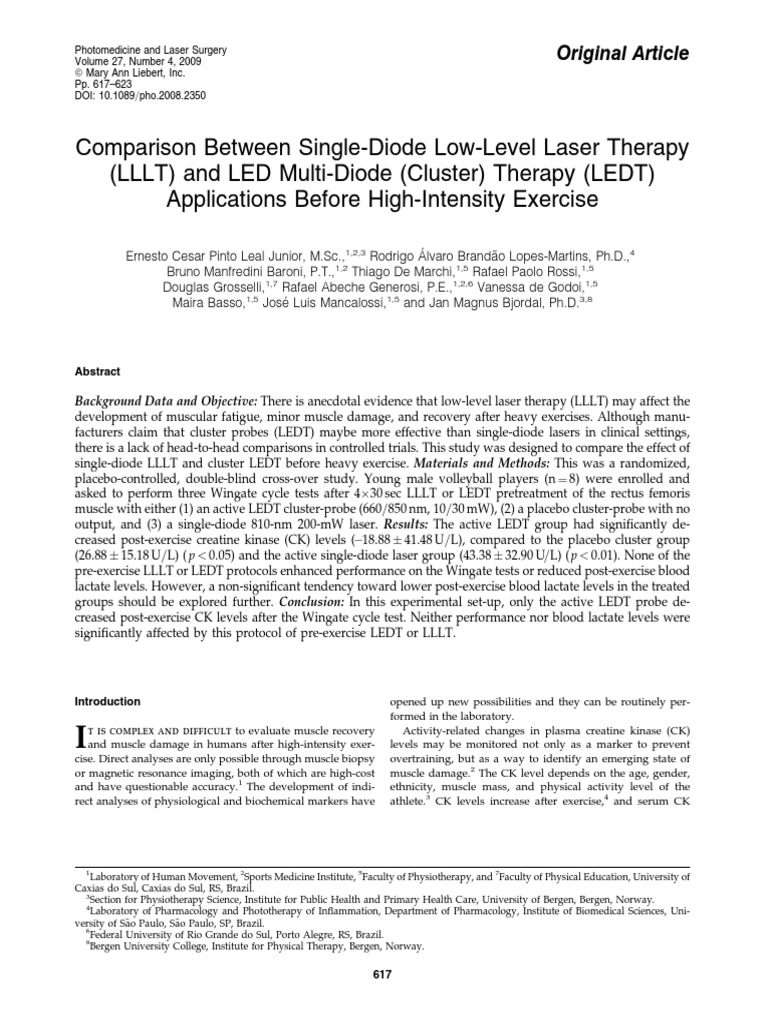 Comparison Between Single-Diode Low-Level Laser Therapy LLLT and LED ...