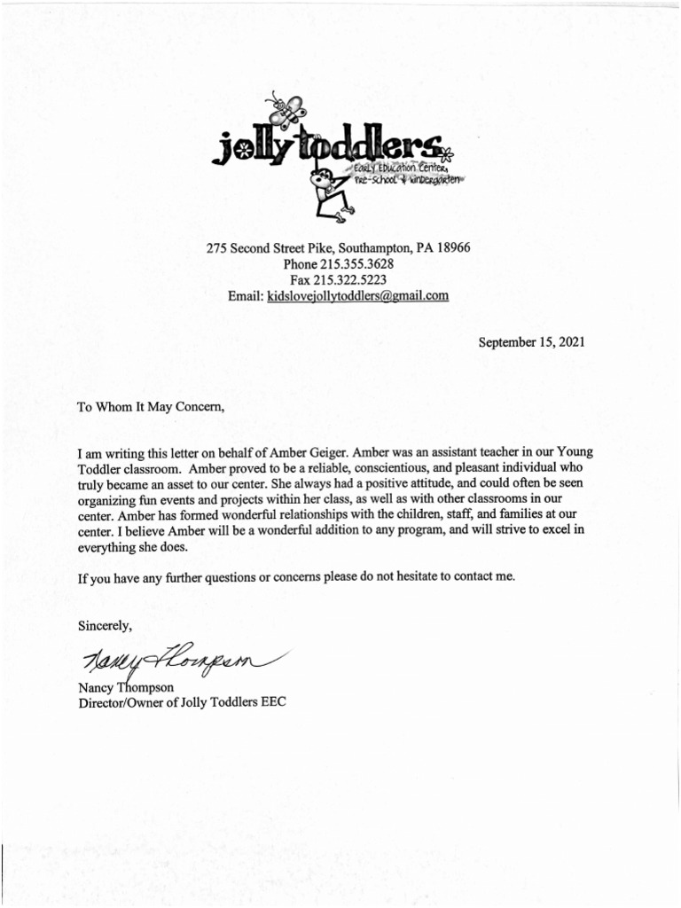 Nancy Thompson Letter of Rec | PDF