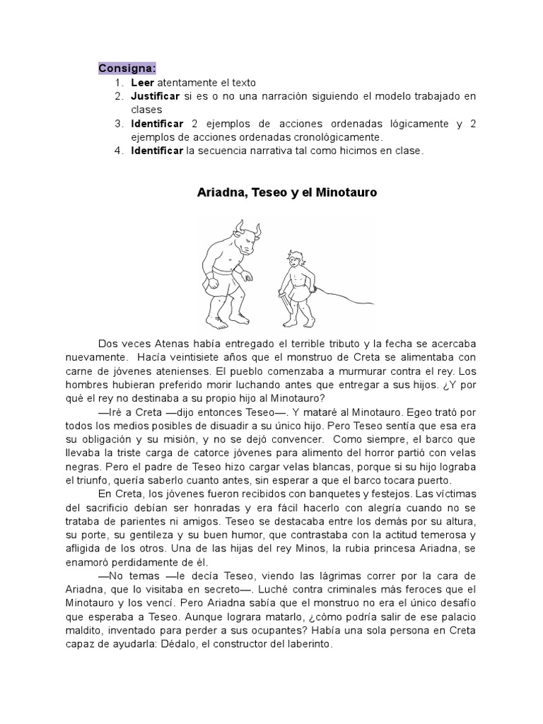 Mito de Teseo y Ariadna | PDF | Minotauro | Teseo