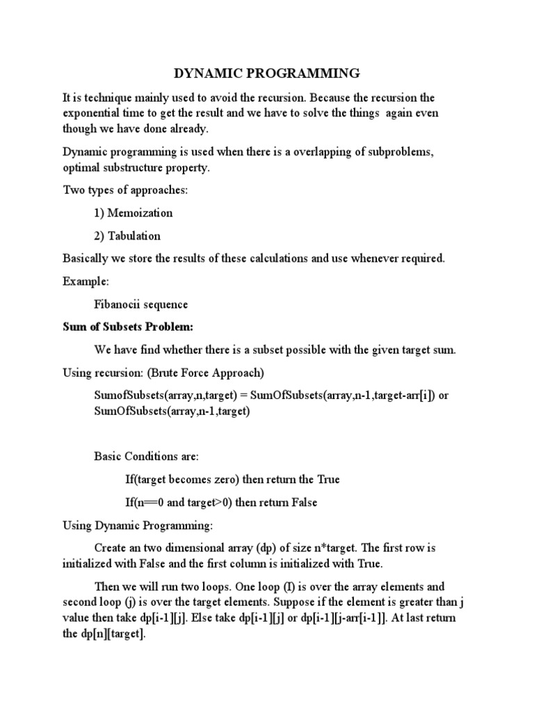 Algorithms Dynamic Programming | PDF | Dynamic Programming | Algorithms