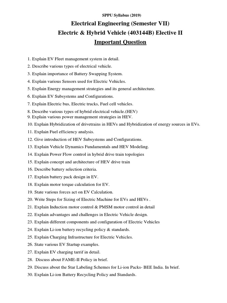 EHV Question Bank | PDF