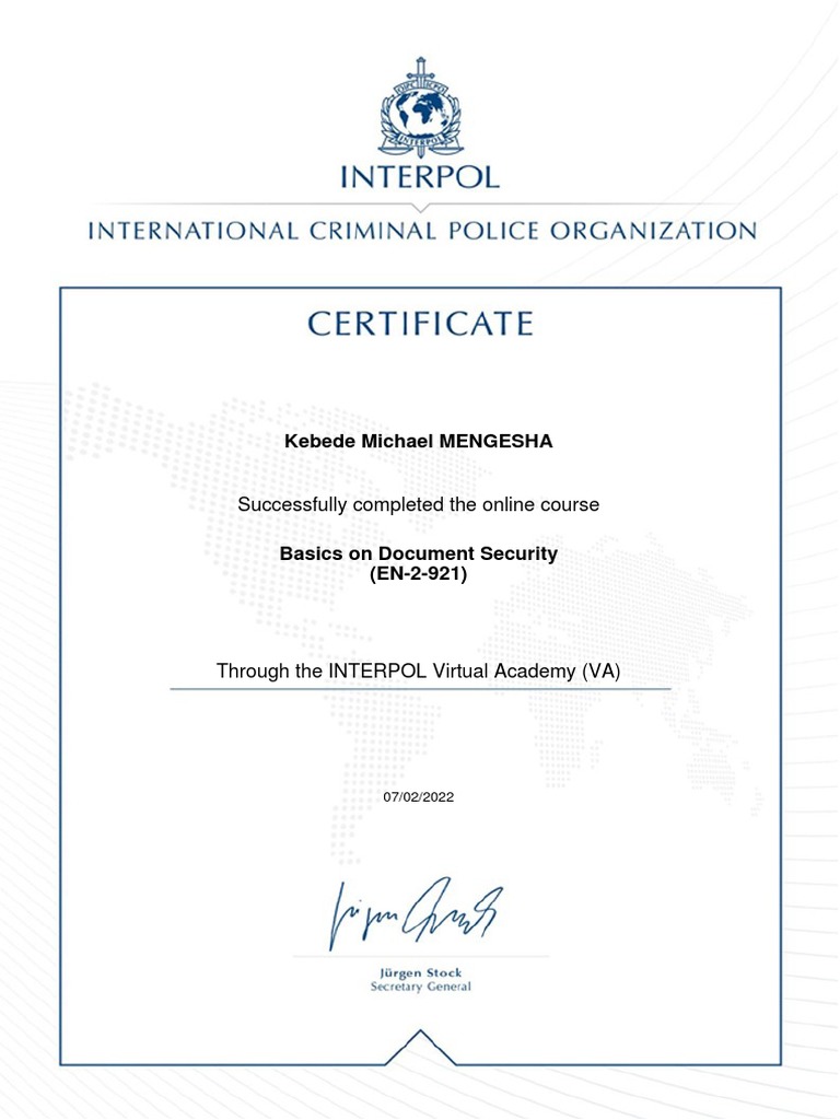 INTERPOL Certificate in Document Security | PDF | Art | Computers