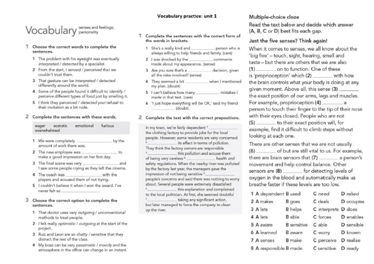 Unit 1 Vocabulary Practice Guide | PDF