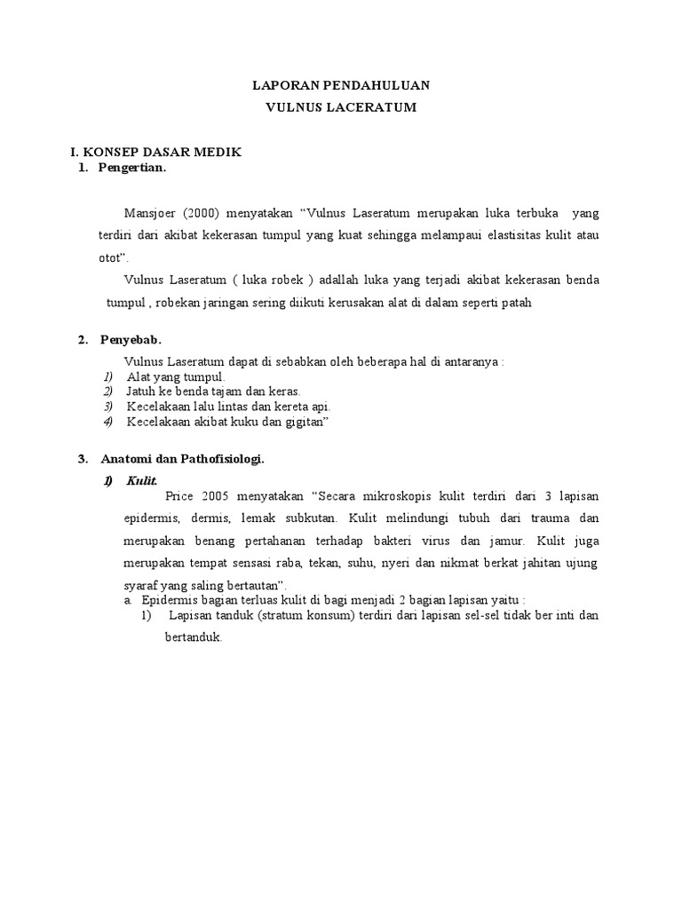 Penanganan Vulnus Laceratum dalam Keperawatan | PDF