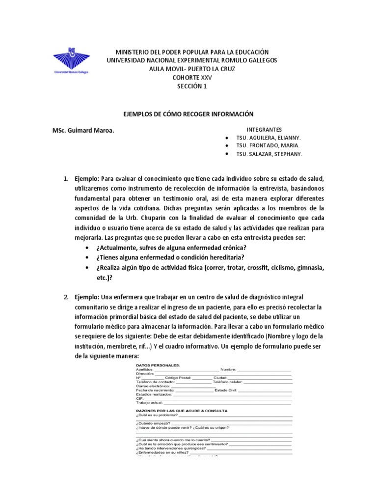 Ejemplos de Cómo Recoger Información | PDF | Investigación cuantitativa ...