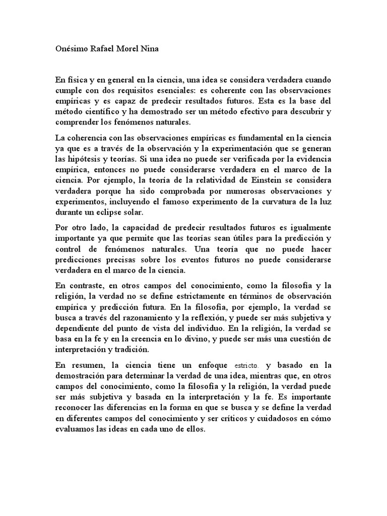 Onésimo Rafael Morel Nina | PDF | Verdad | Teoría