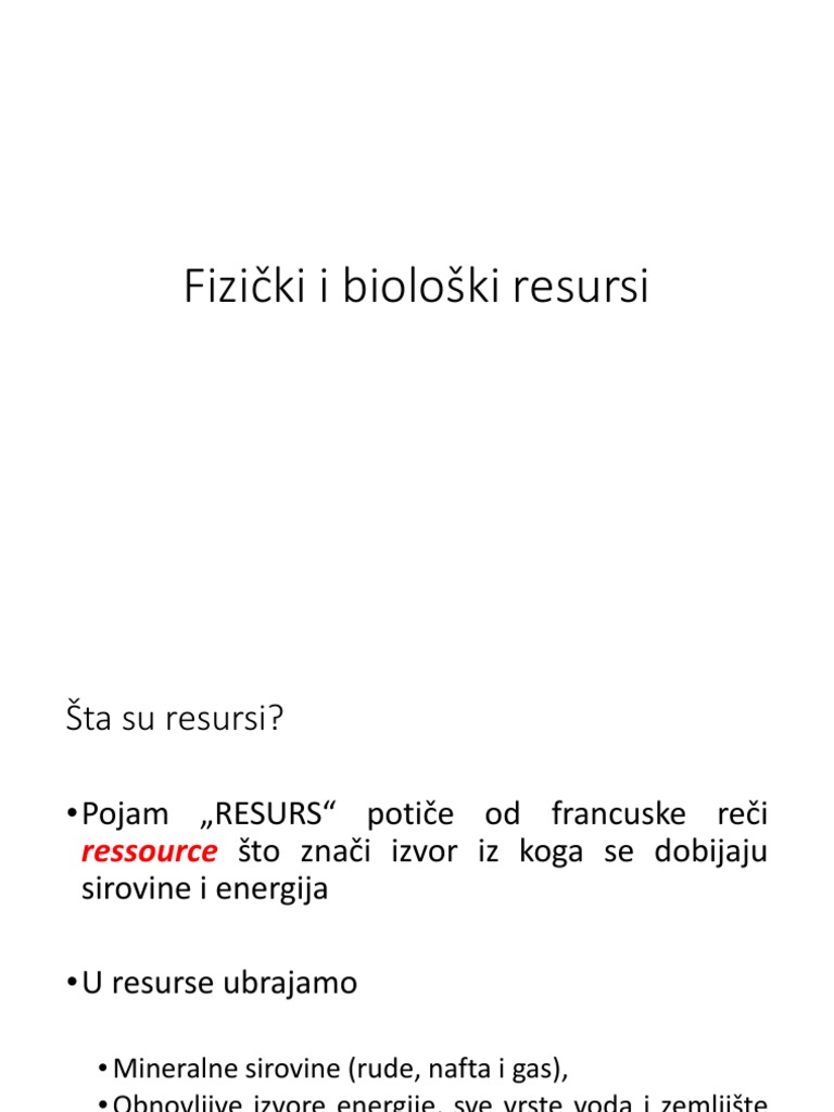 Fizički I Bioloski Resursi 60sl | PDF