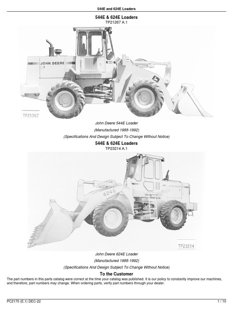 544E and 624E Loaders 544E TC Tool Carriers and 544E LL Log Loader ...