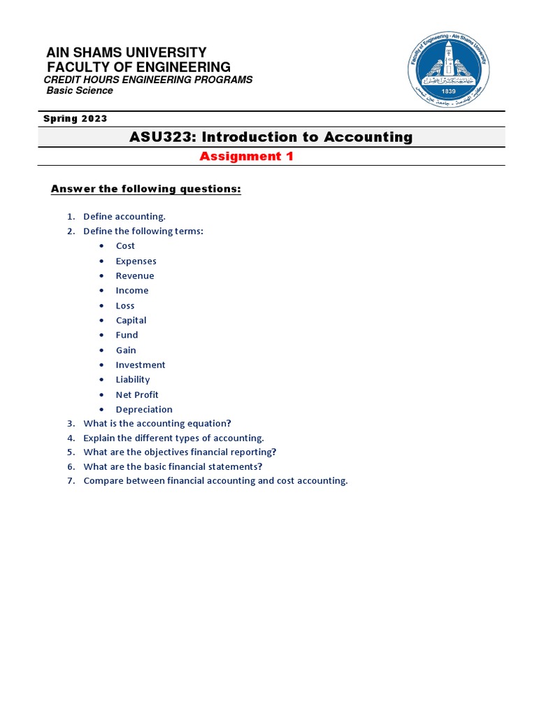 ASU323 - Assignment 1 - Spring 2023 | PDF