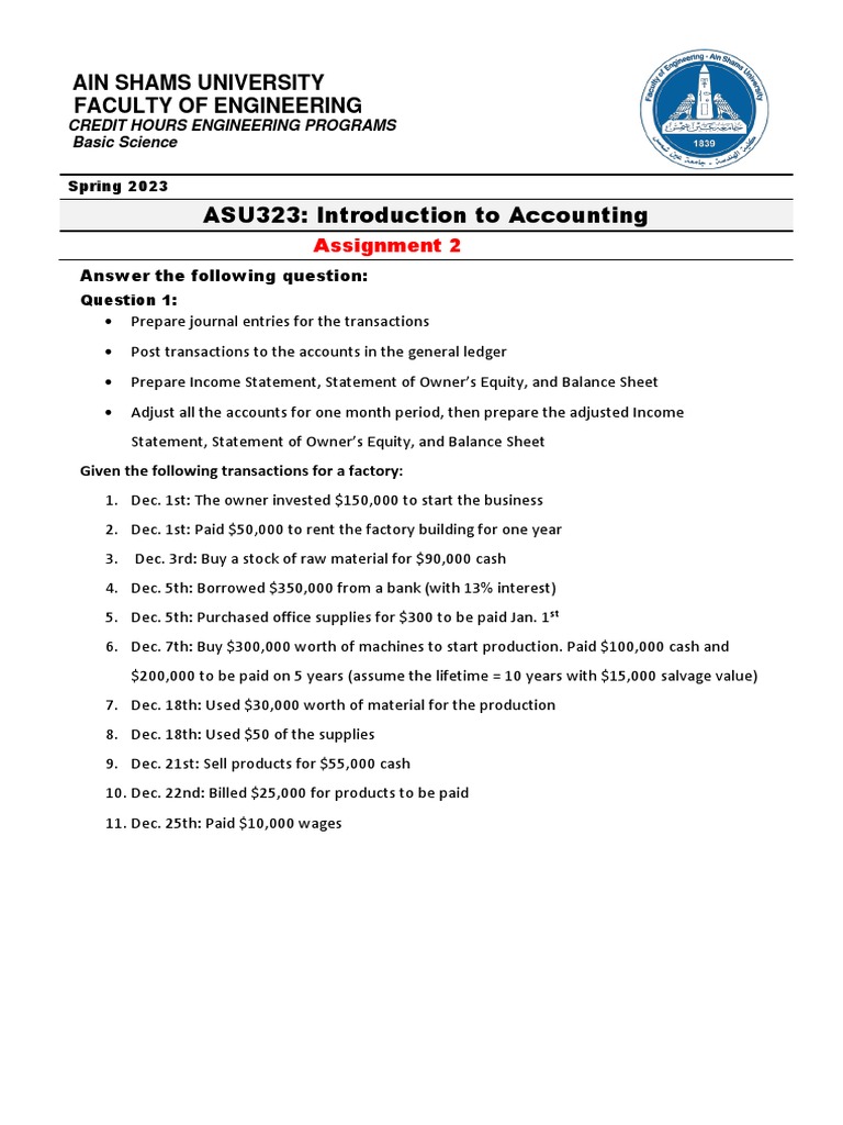 ASU323 - Assignment 2 - Spring 2023 | PDF | Equity (Finance) | Economies ASU323 - Assignment 2 - Spring 2023 | PDF | Equity (Finance) | Economies