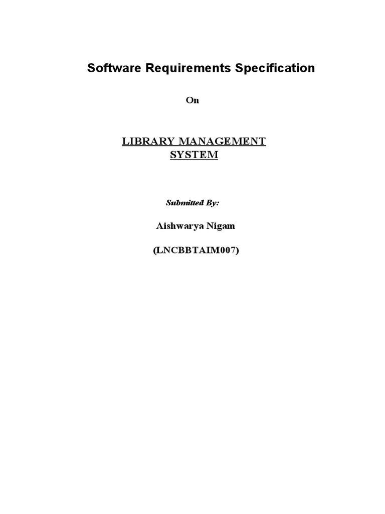 SRS Library Management System | PDF | Libraries | Databases