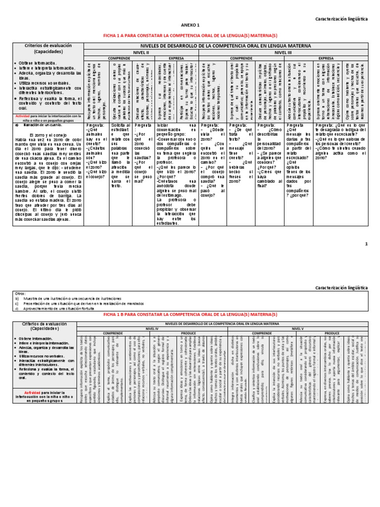 Evaluación de Competencia Oral en Lengua Materna | PDF | Información ...