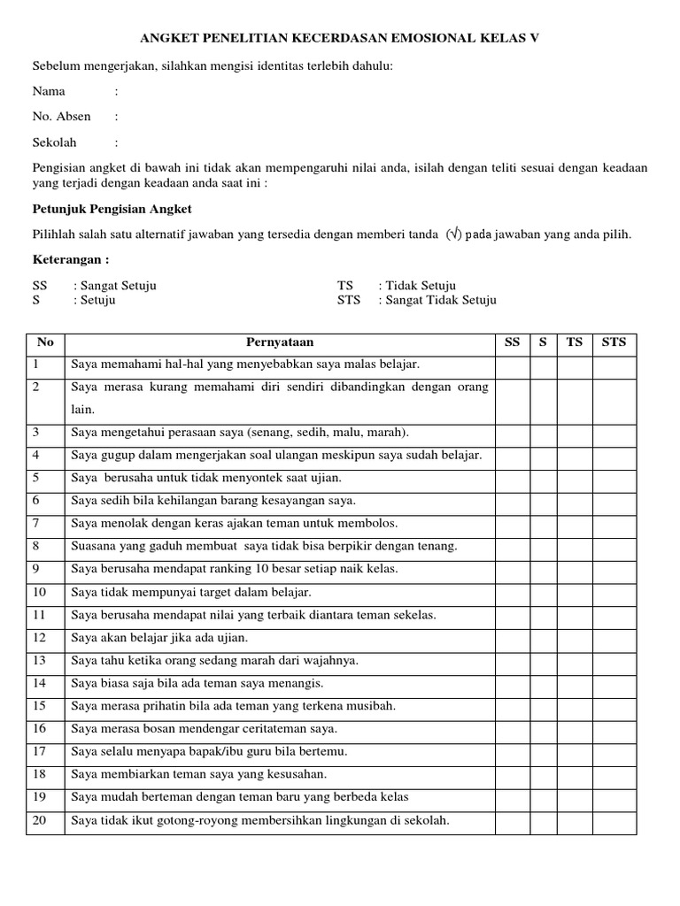 Instrumen Angket Fiks | PDF