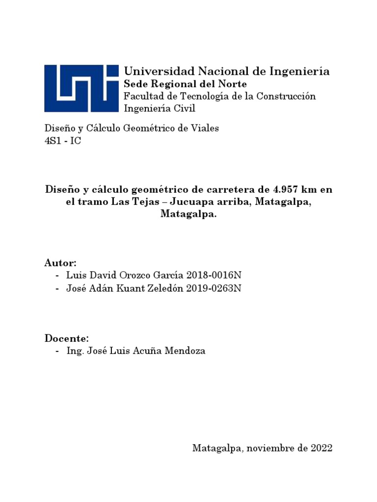Diseño De Viales Proyecto Final Pdf La Carretera Curva