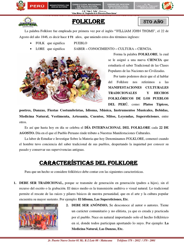 Características del Folklore Peruano | PDF | Folklore | Música folk