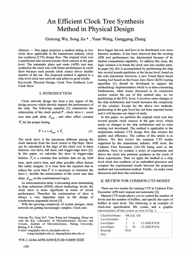 An Efficient Clock Tree Synthesis PDF | PDF | Logic Synthesis | Digital Technology