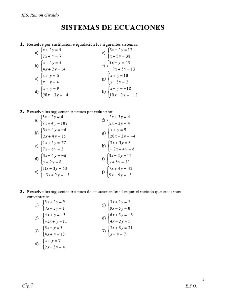 2ESO-11-Sistemas de Ecuaciones PDF | PDF | Ecuaciones | Objetos matemáticos