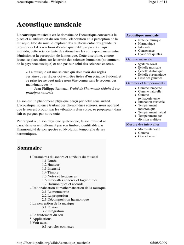 Acoustique Musicale | PDF | Hauteur (musique) | Son