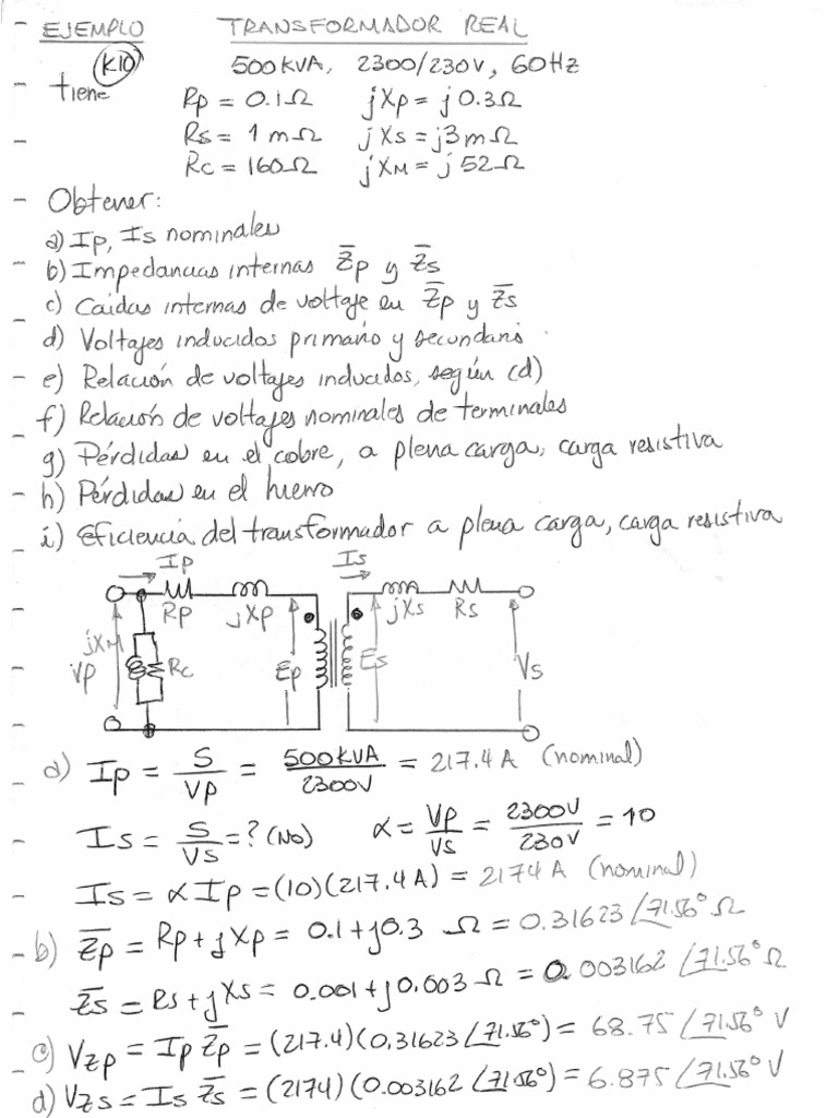 Ejercicios de Transformadores PDF | PDF