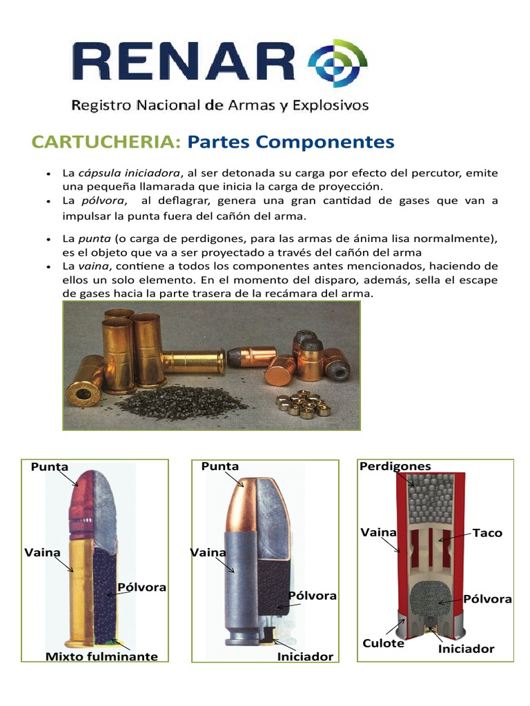 Componentes de Cartuchería y Fulminantes | PDF | Cartucho (armas de ...