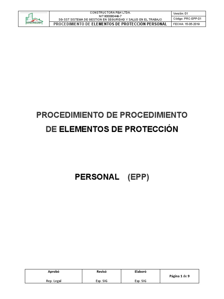 7-Procedimiento de Epp | PDF | Seguridad y salud ocupacional