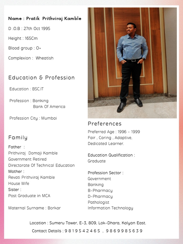 Biodata Pratik Kamble-1 | PDF