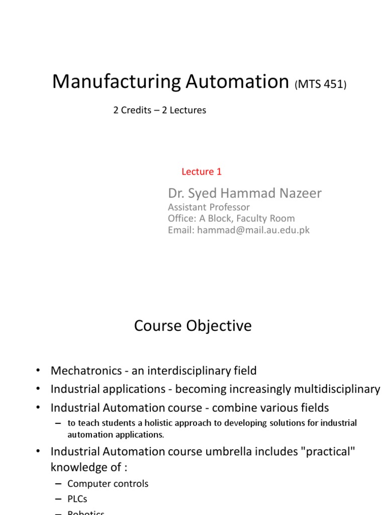 Manufacturing Automation Lecture 1 Pdf Automation Programmable Logic Controller