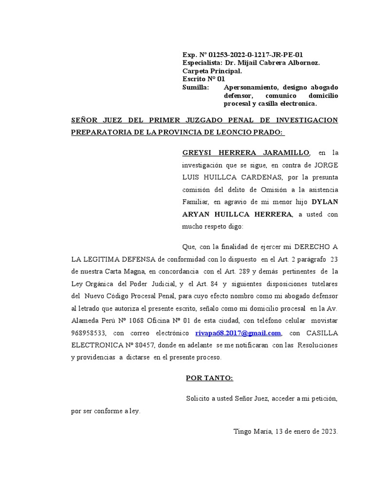 Apersonamiento A JIP GREYSI HERRERA JARAMILLO | PDF