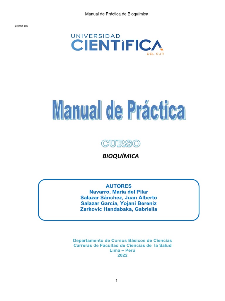 Manual De Práctica De Bioquímica 2022 2 Pdf Pdf Enzima La